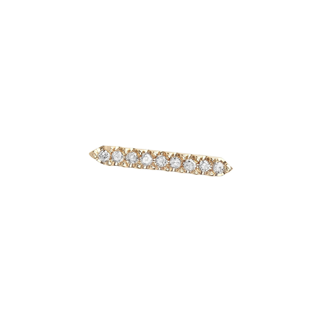 Aura 14K Gold Pave Diamond Bar Pointe Stud | Crystal Streets