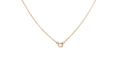 CONSTANCE 14K GOLD DIAMOND BEZEL SOLITAIRE NECKLACE | Crystal Streets